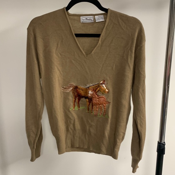 Le Moda | Sweaters | Vintage Le Moda Horsin Around Embroidered Horse ...